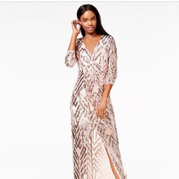 Trixxi | Dresses | Sequined Wrap Gown | Poshmark